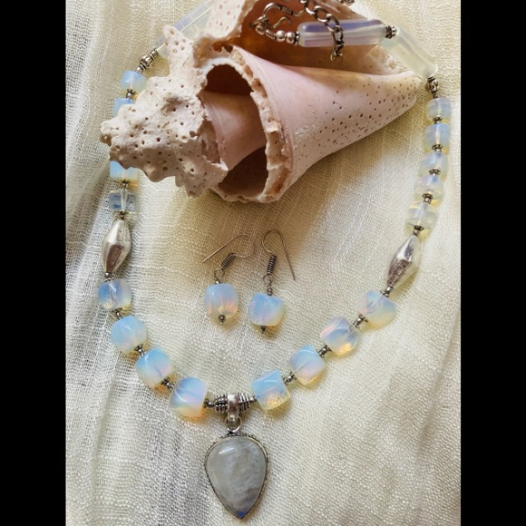 Jewelry | New Rainbow Moonstone Fiery Opalite 925 Silver Set | Poshmark